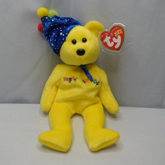 Ty | Toys | Vintage Ty Beanie Babies Yellow Happy Birthday Bear Style ...